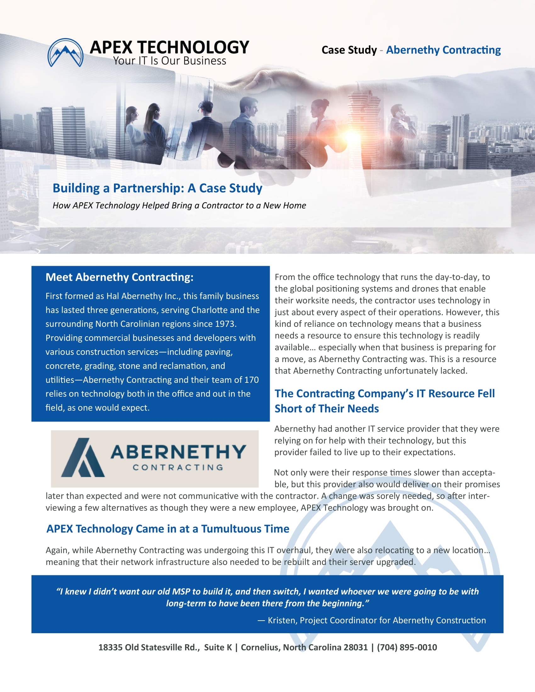 Case Studies | Cornelius, NC | Apex Technology